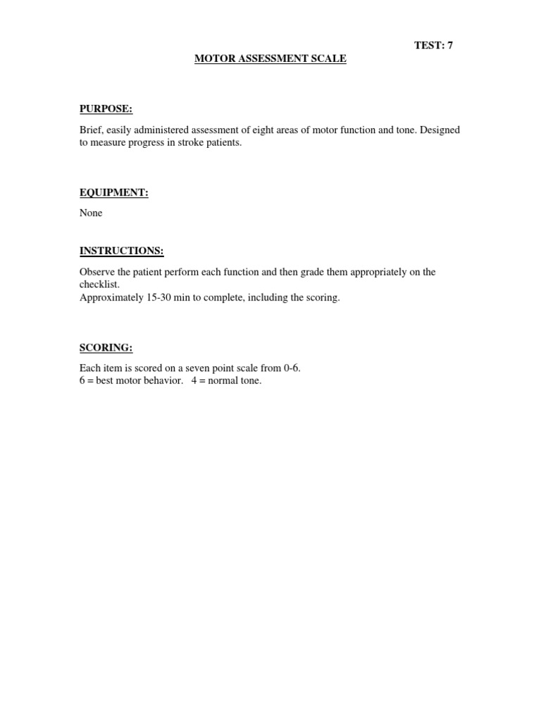 A Comprehensive Motor Function Assessment for Stroke Patients | PDF ...