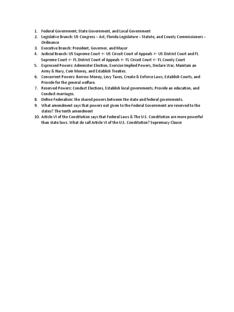 Federalism Worksheet | PDF | Politics