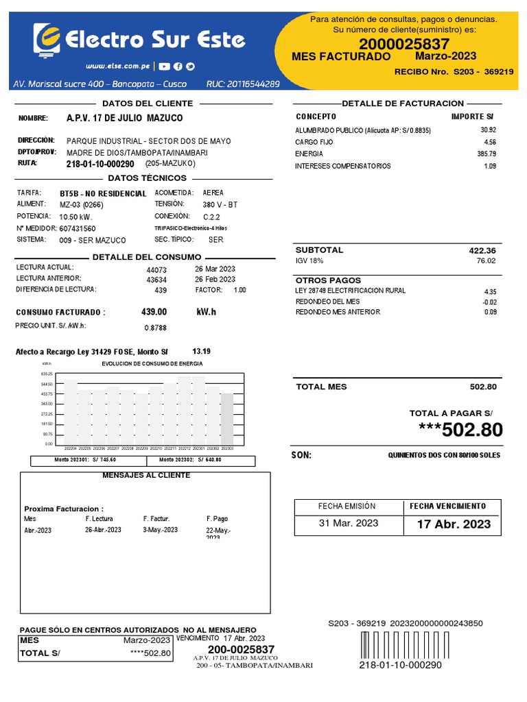 RPT Recibo Menores Duplicado PDF | PDF | Poder (Física) | Energia electrica