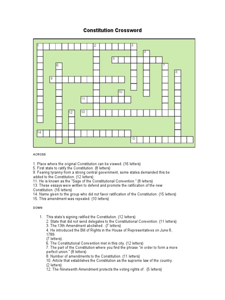 Constitution Crossword | PDF