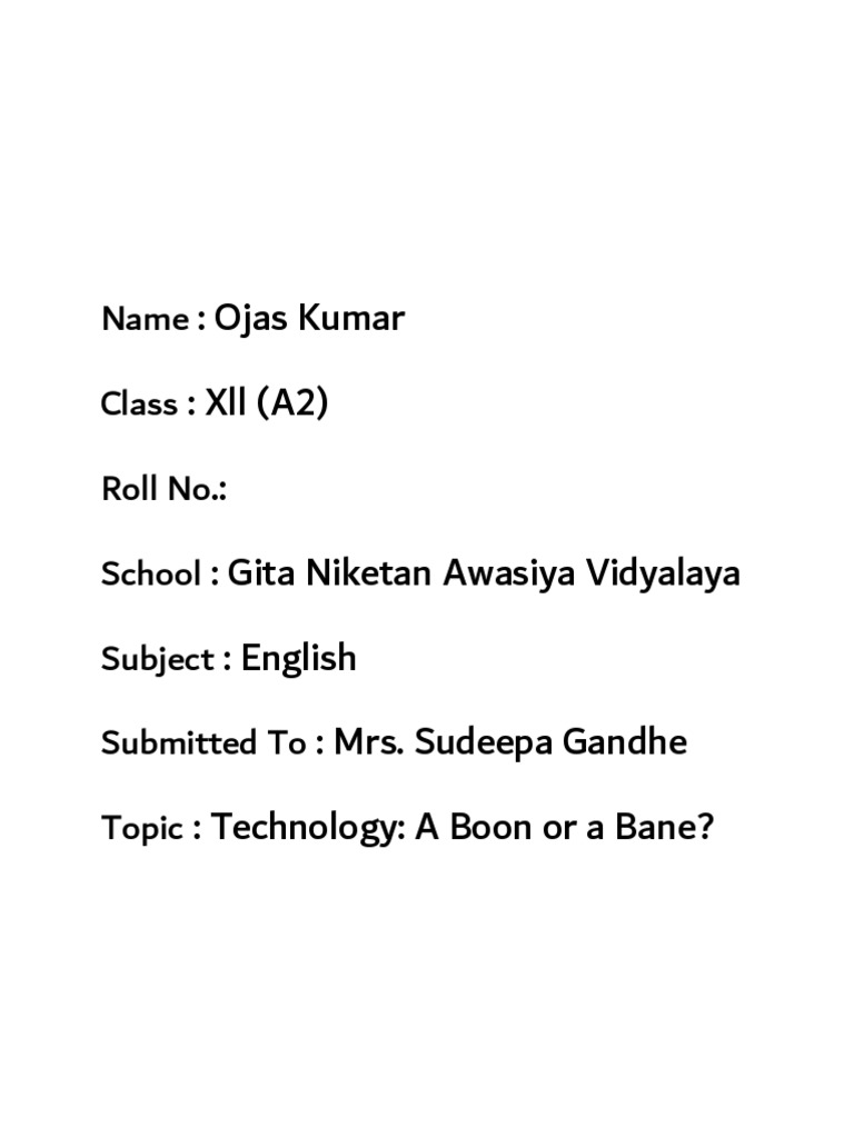 Technology A Boon or A Bane Ojas - Eng - Final | PDF | Social Media ...