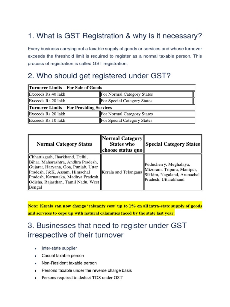 REGISTRATION On GST Notes | PDF | Taxes | Taxation