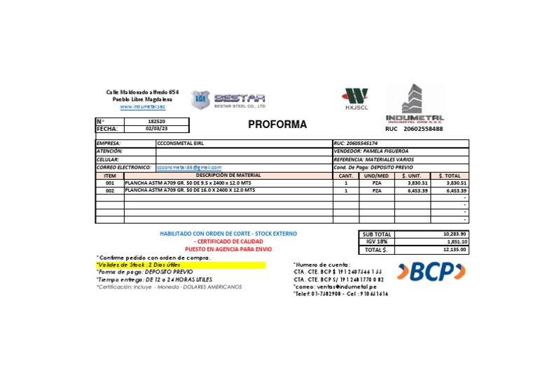 Proforma #182520 | PDF