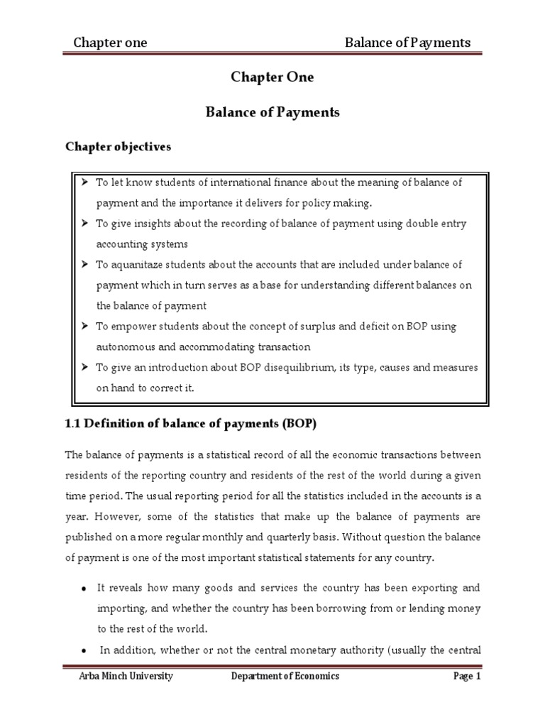 An Introduction to the Key Concepts and Accounts of the Balance of ...