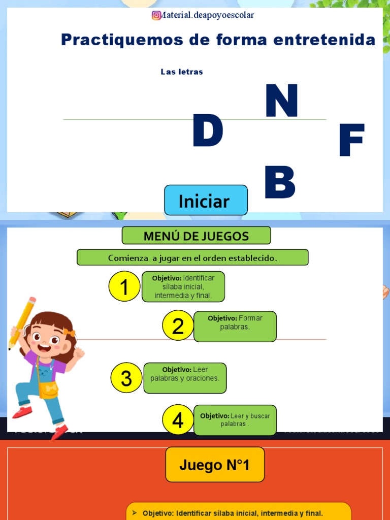 Practiquemos Las Letras D, N, F, B | PDF | Lingüística
