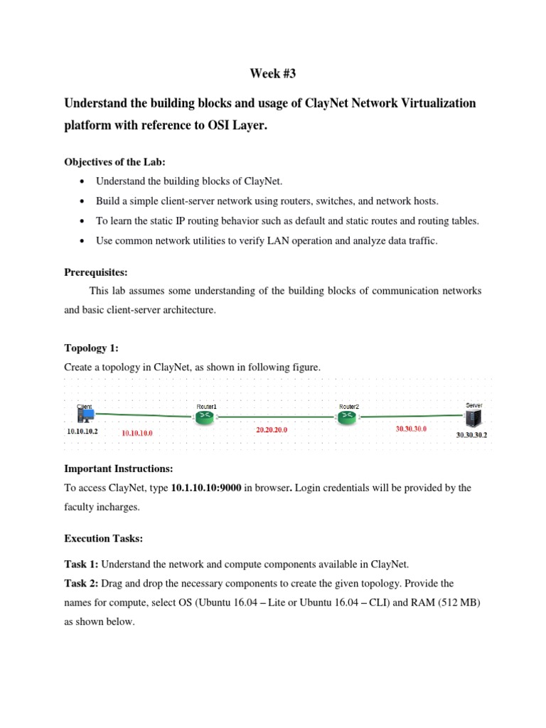Week 3 - ClayNet - Static Routing | PDF | Computer Network | Router (Computing)