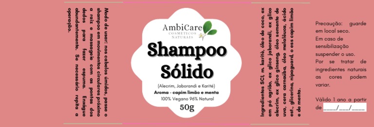 Etiqueta Shampoo Sólido | PDF | Plantas