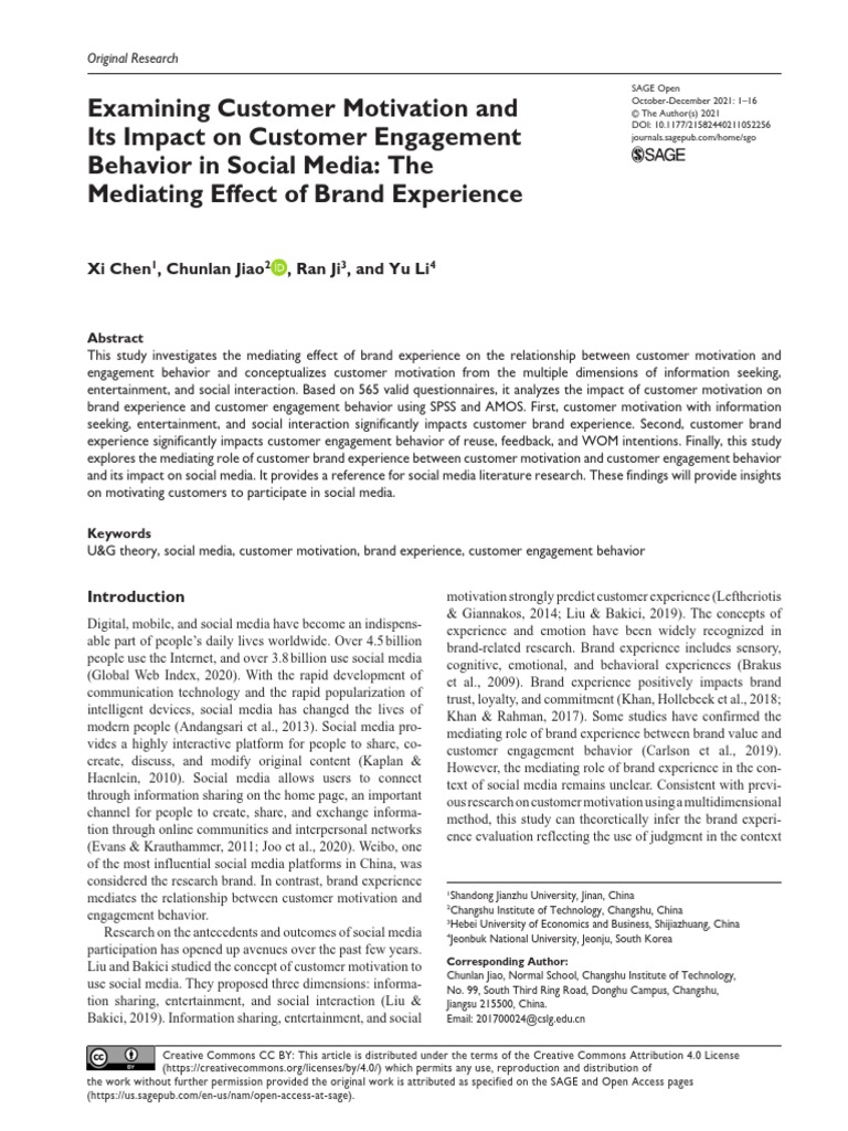 Examining Customer Motivation and Its Impact On Cu | Download Free PDF | Customer Experience ...