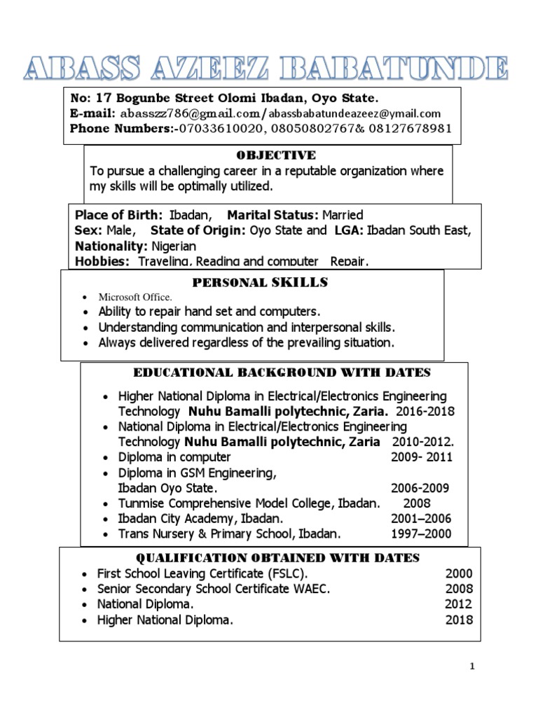 ASS CV Oyo | PDF | Diploma