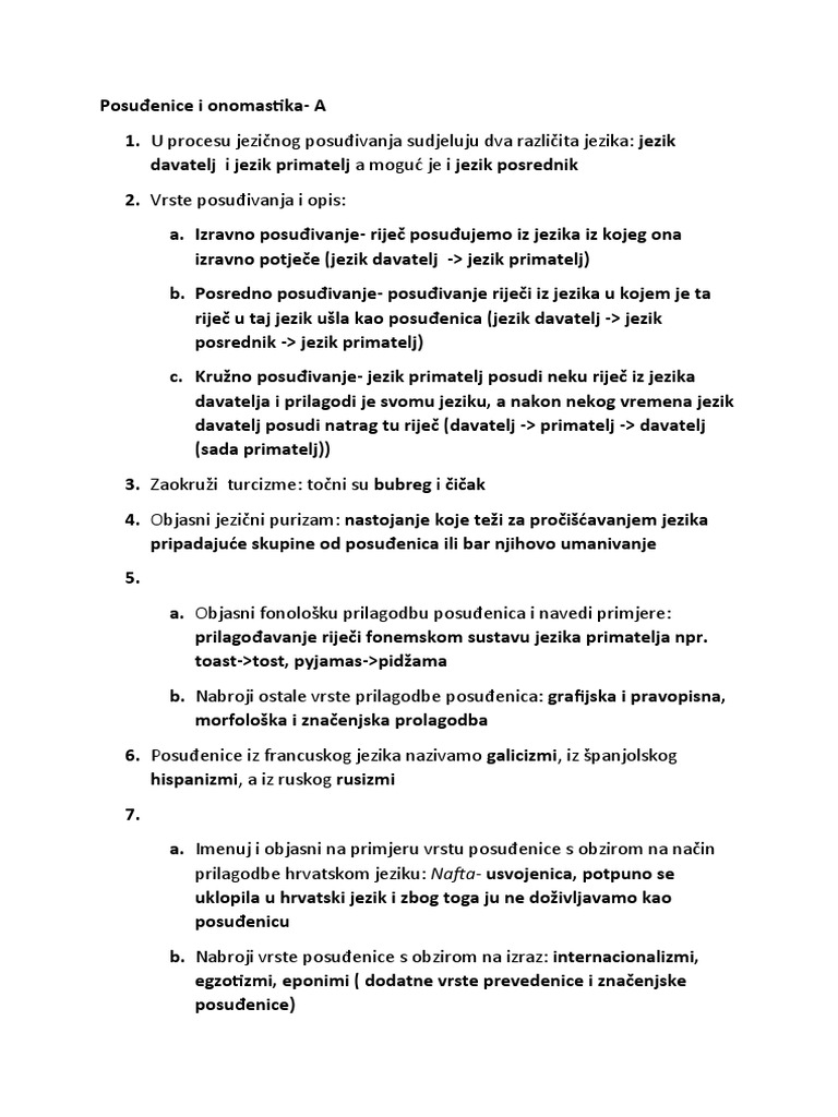 Posuđenice I Onomastika A I B | PDF