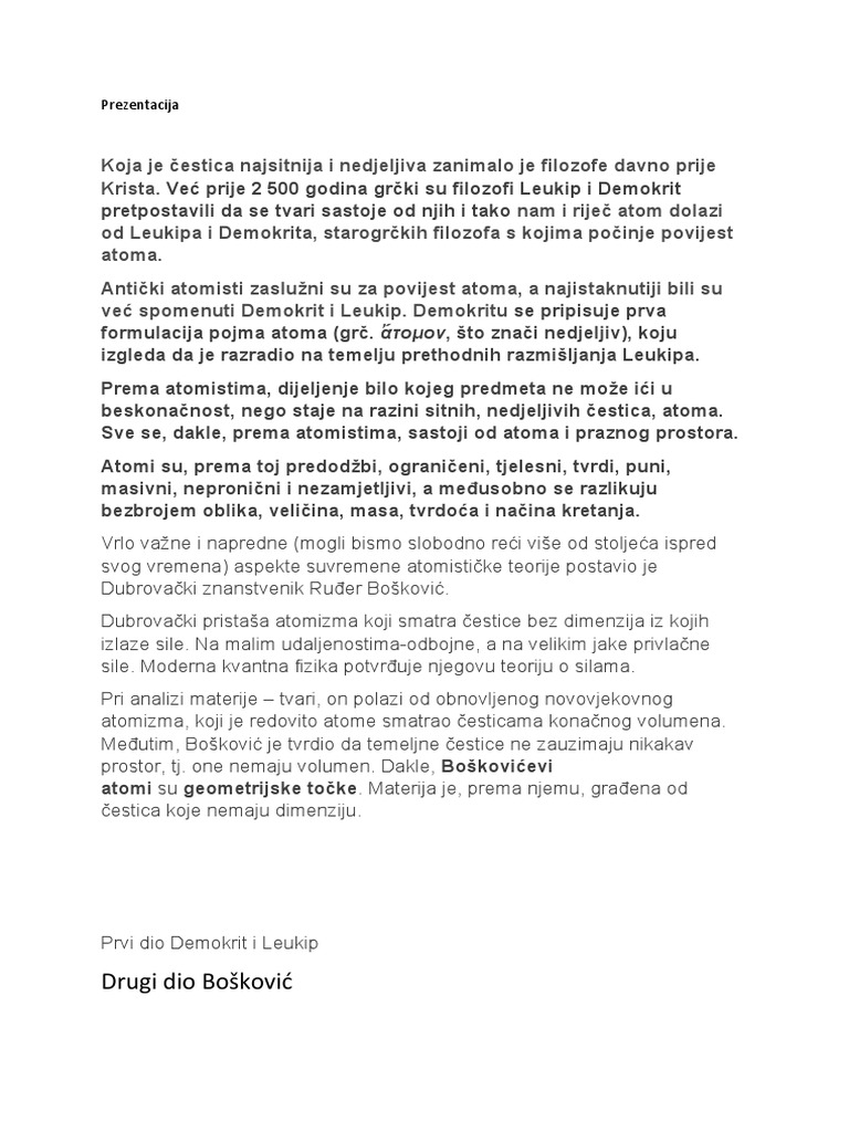 Drugi Dio Bošković: Prezentacija | PDF