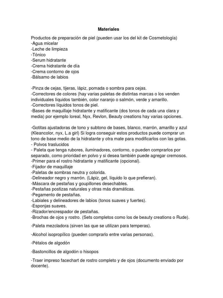 Lista de Materiales | PDF