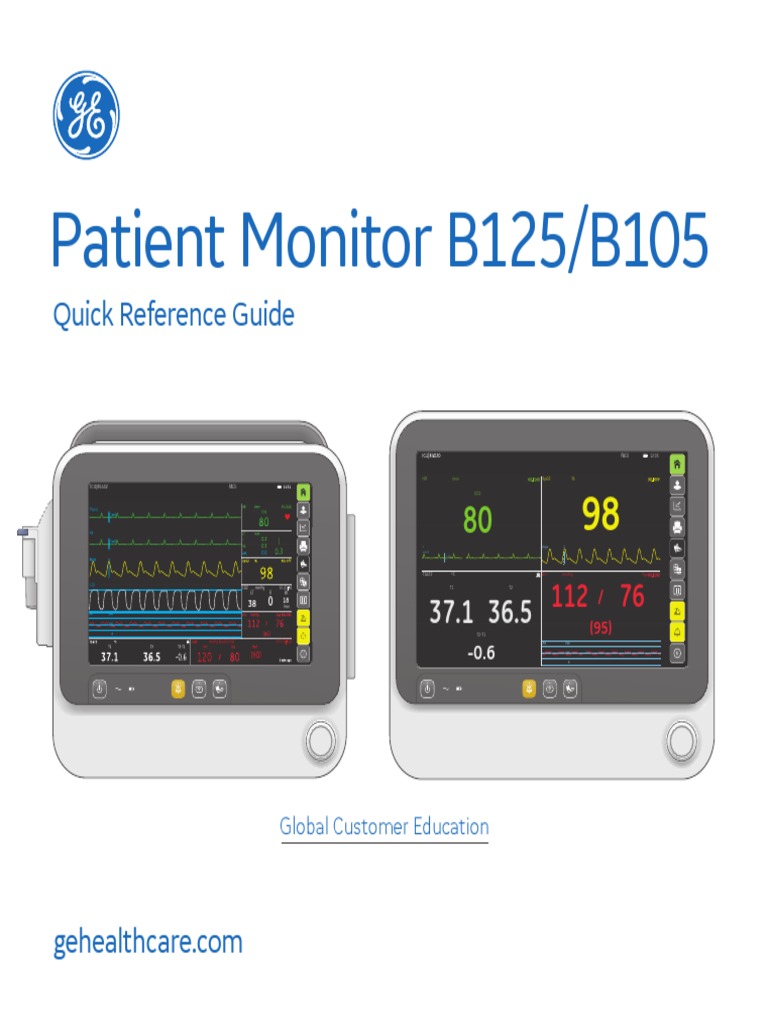 Patient Monitor B125/B105: Quick Reference Guide | PDF