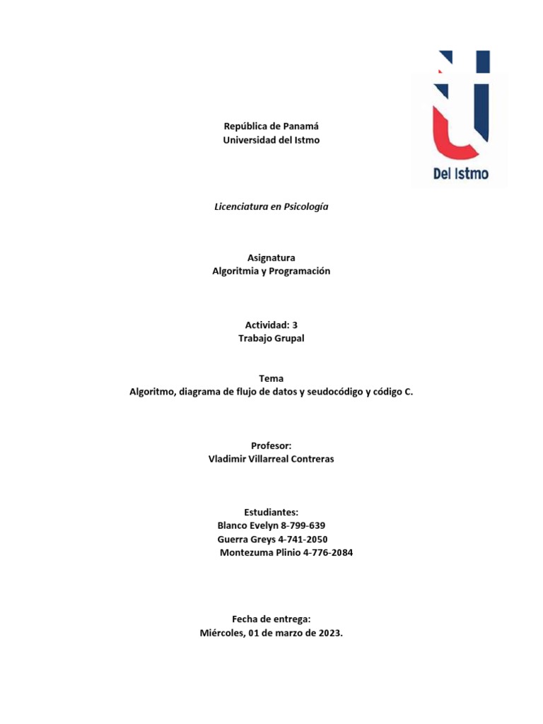 Actividad #3 Algoritmia y Programación Trabajo Final | PDF | Algoritmos | Lenguaje de programación