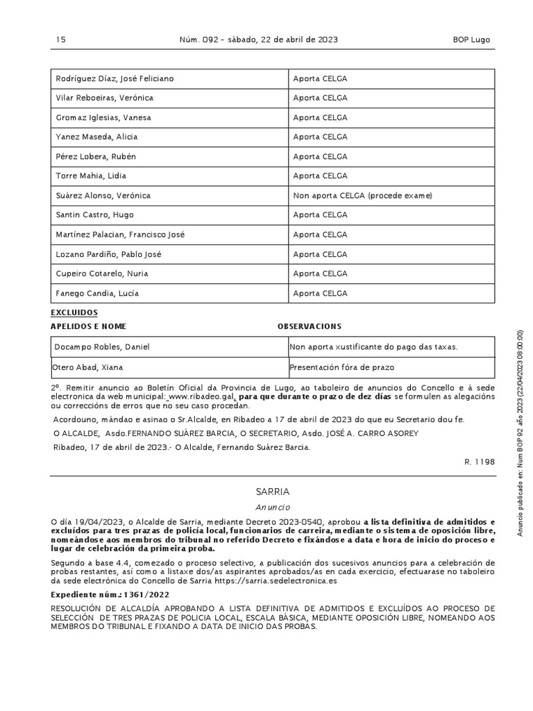 Anuncio Bop 22-04-2023 Lista Defintiva | PDF