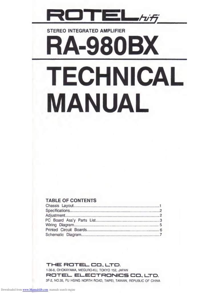 Rotel RA-980BX Technical Manual | PDF