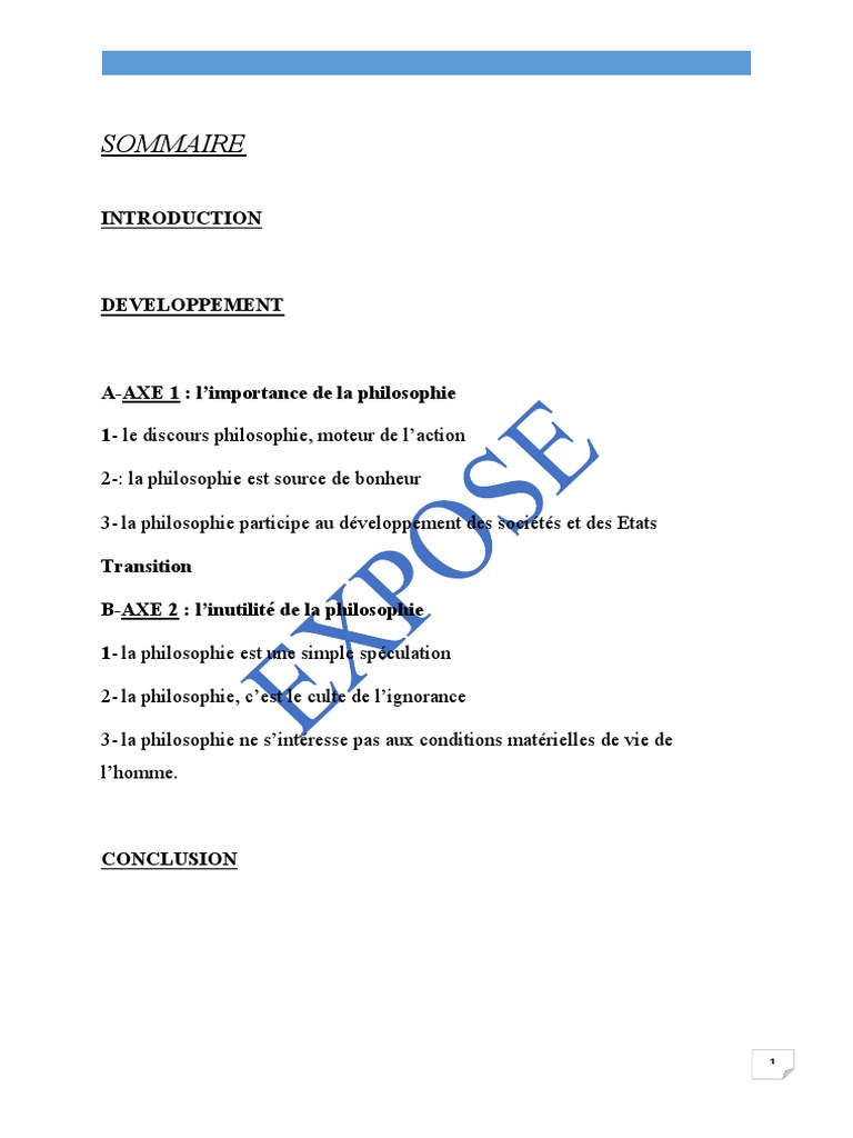 EXPOSE DE PHILOSOPHIE Utilite de La Philosophie | PDF | Philosophie | Sciences et mathématiques