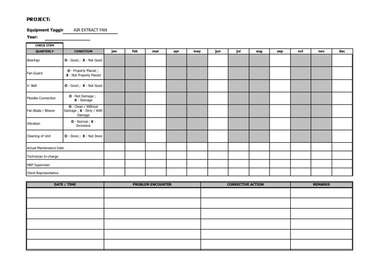Air Extract Fans Preventive Maintenance Schedule | PDF