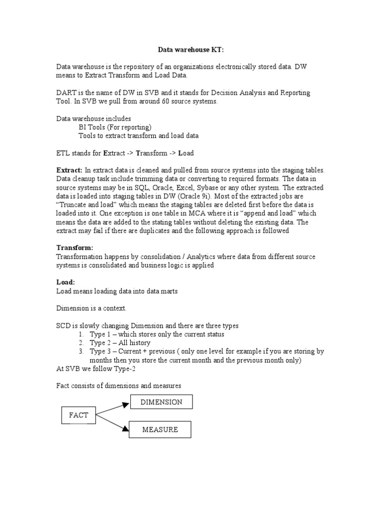Data Warehouse KT | Download Free PDF | Data Warehouse | Computer Data