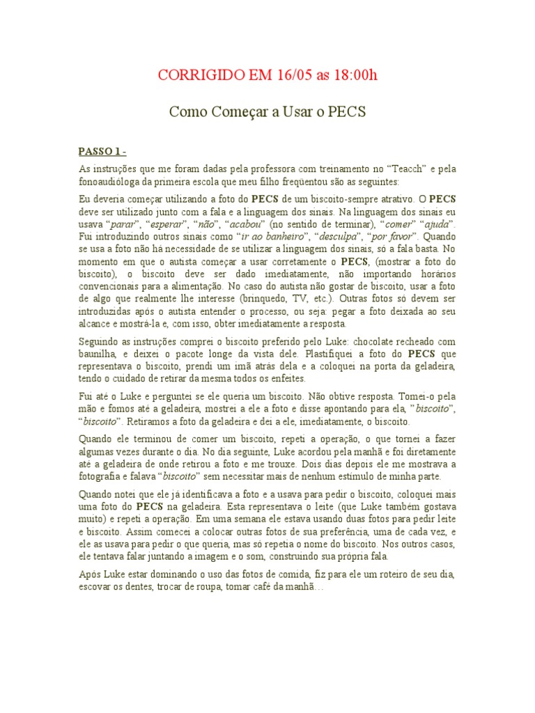 Guia Prático para Usar PECS com Autistas | PDF | Espectro do autismo ...