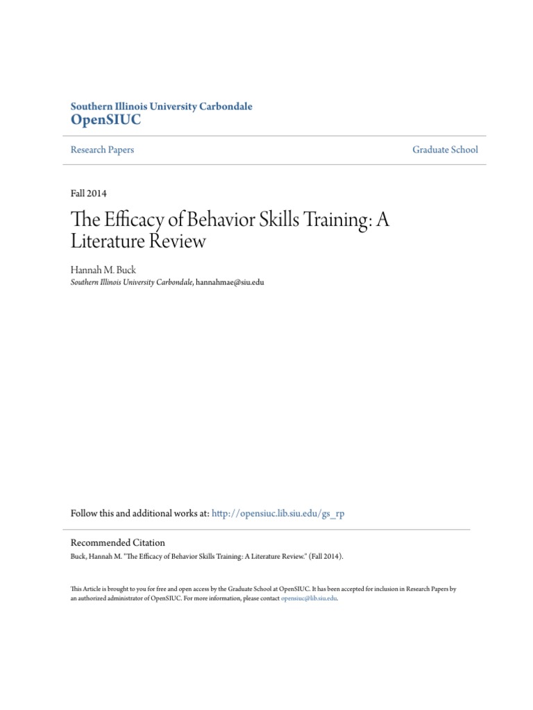 Efficacy of Behavior Skills Training Review | PDF | Cognition | Psychology