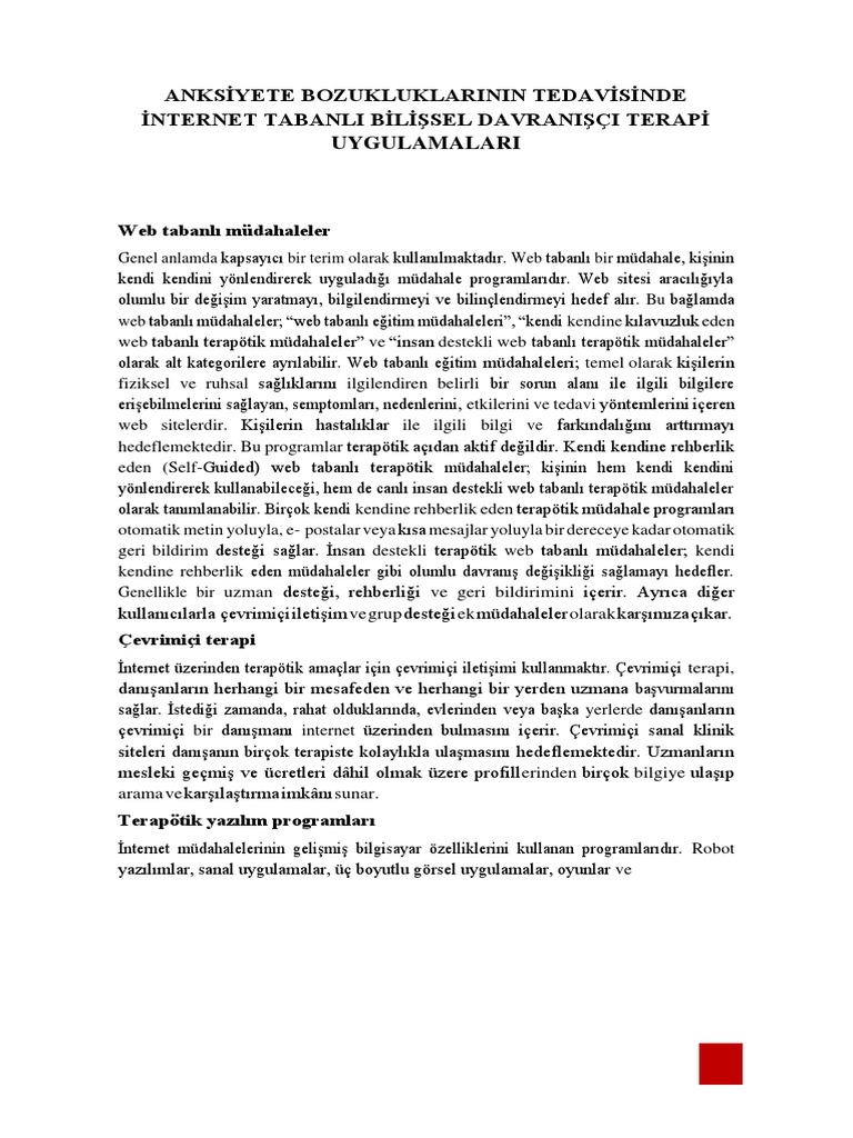 Anksi̇yete Bozukluklarinin Tedavi̇si̇nde İnternet Tabanli Bi̇li̇şsel ... Anksi̇yete Bozukluklarinin Tedavi̇si̇nde İnternet Tabanli Bi̇li̇şsel ...