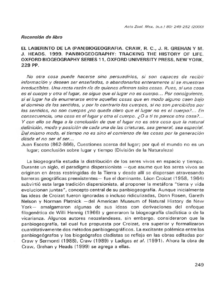 Reseña - El Laberinto de La (Pan) Biogeografía... - Juan Morrone y ...