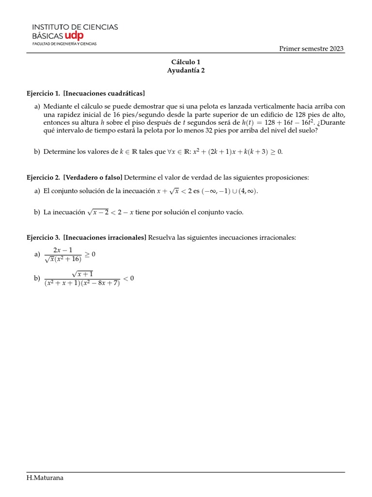 Resolución de inecuaciones cuadráticas y radicaciones en cálculo 1 | PDF