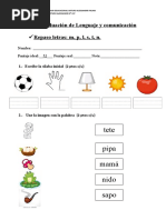 Guía Refuerzo Letra M, L, P, S | PDF | Fonética | Habla