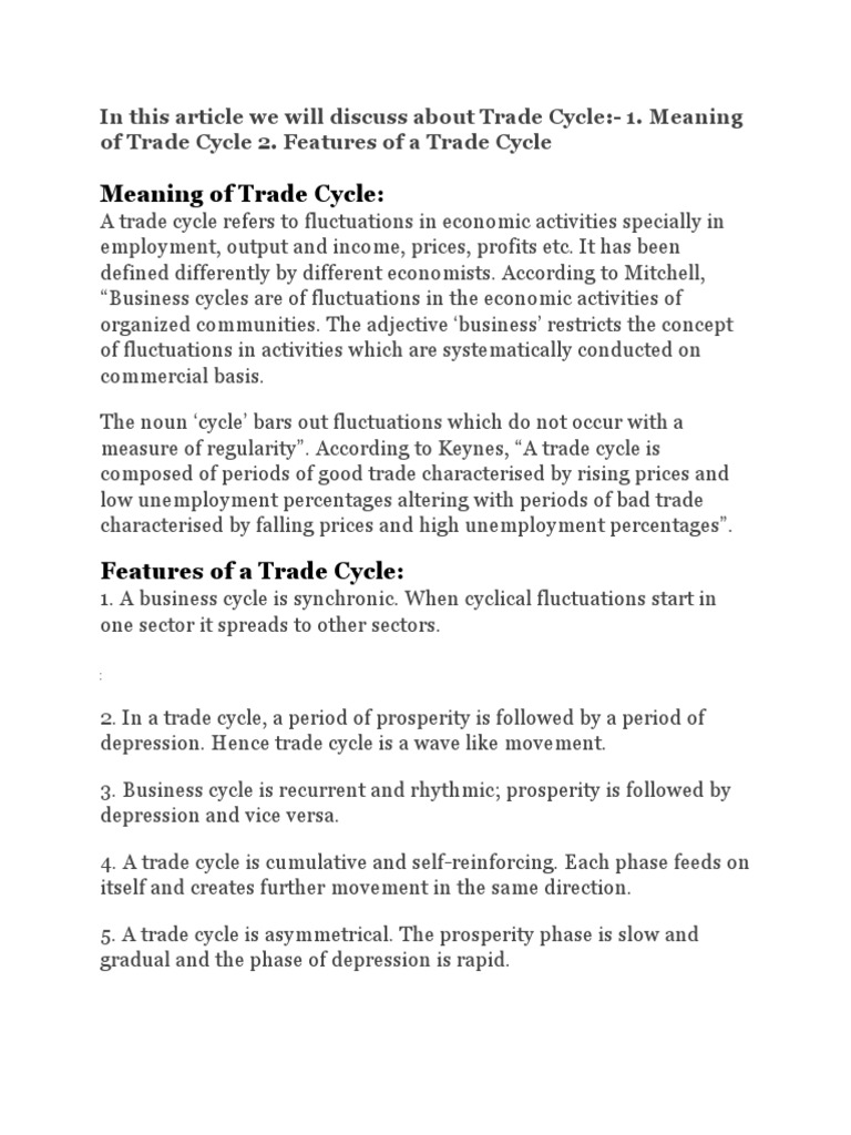 Trade Cycle | Download Free PDF | Business Cycle | Recession