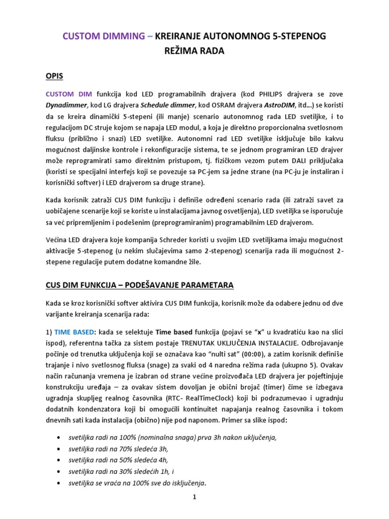 CUSTOM DIMMING Opis Funkcije LED Drajvera FEB 2019 | PDF