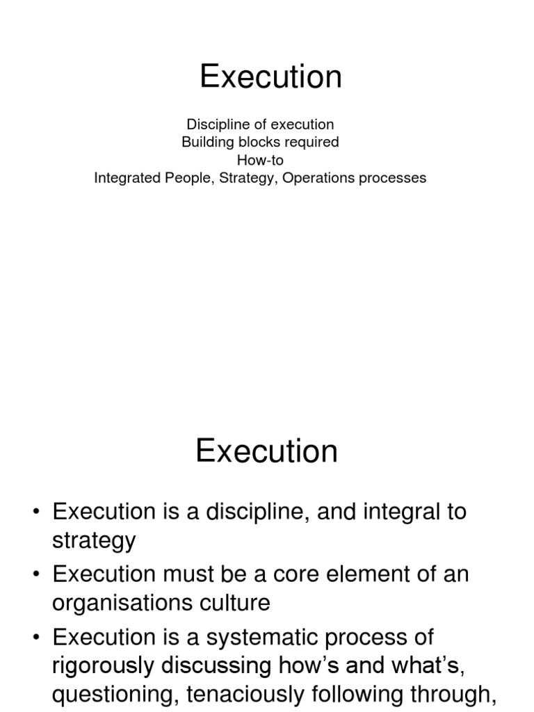 Execution: Discipline of Execution Building Blocks Required How-To ...