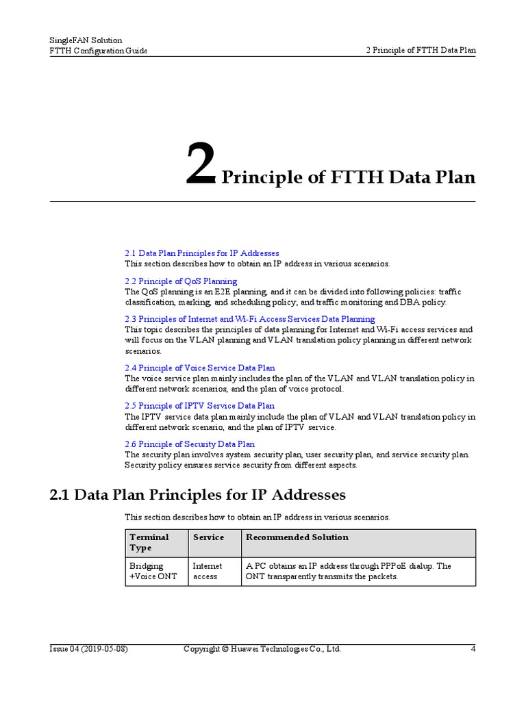 01-02 Principle of FTTH Data Plan | PDF | Ip Address | Ip Multimedia Subsystem