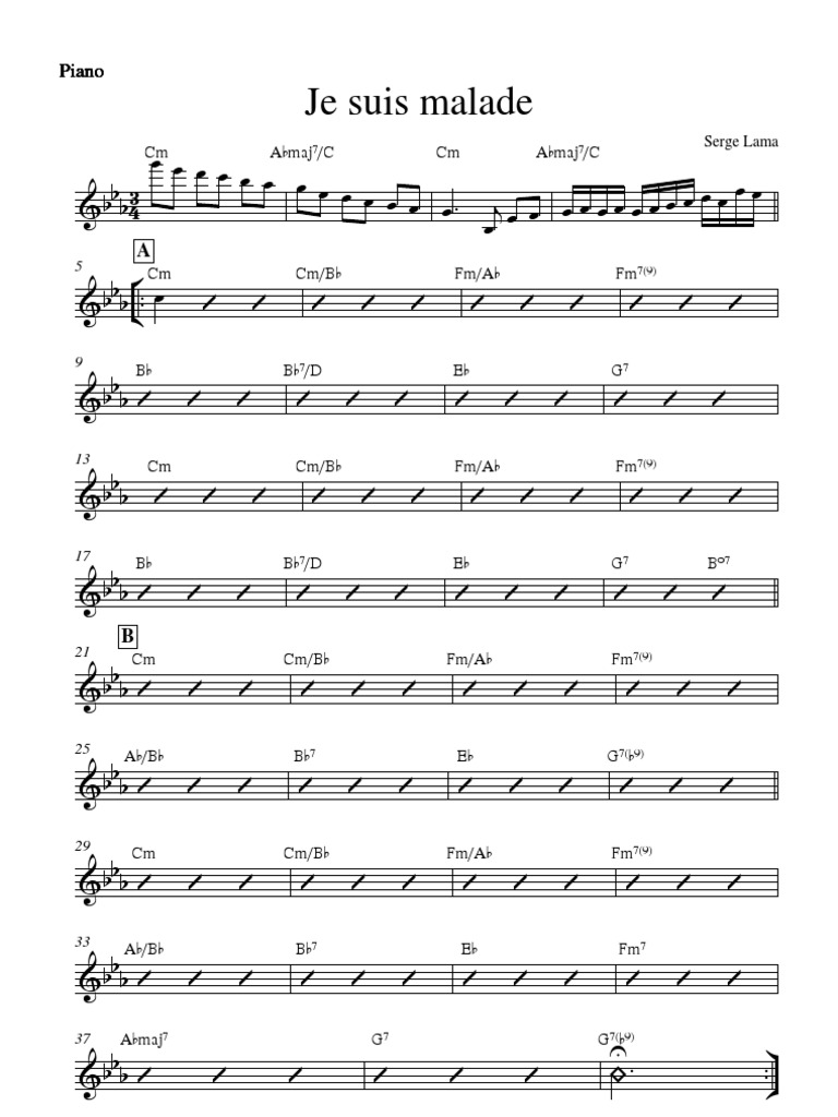 Je Suis Malade Piano | PDF