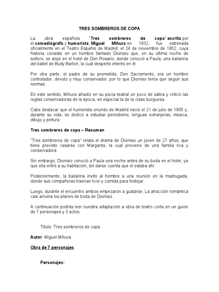 Tres Sombreros de Copa | PDF