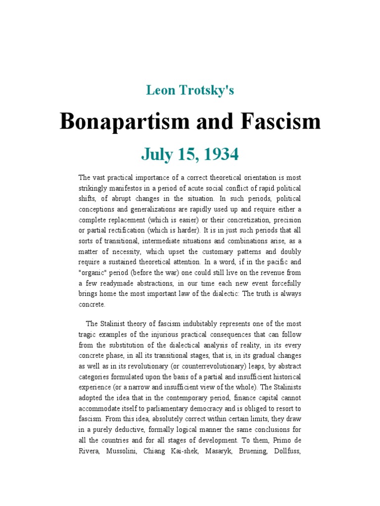 Bonapartism and Fascism | PDF | Fascism | Theory