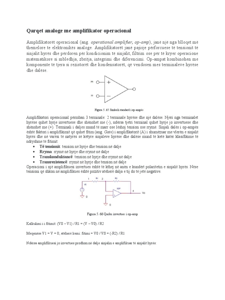 Qarqet Analoge Me Amlifikator Operacional | PDF