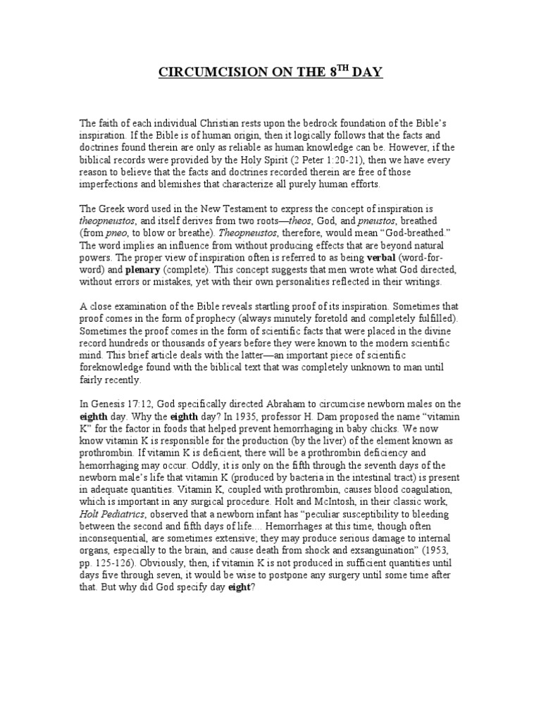 Circumcision On The 8th Day | PDF | Bleeding | Bible