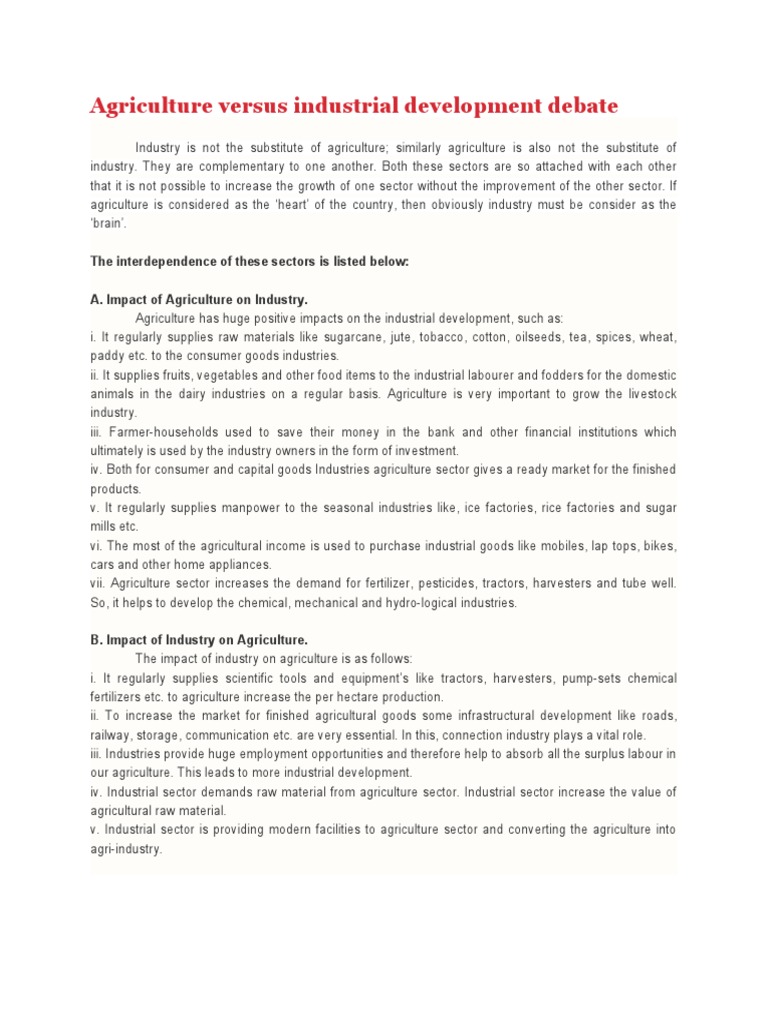 Interdependence of Agriculture and Industry | PDF | Agriculture ...