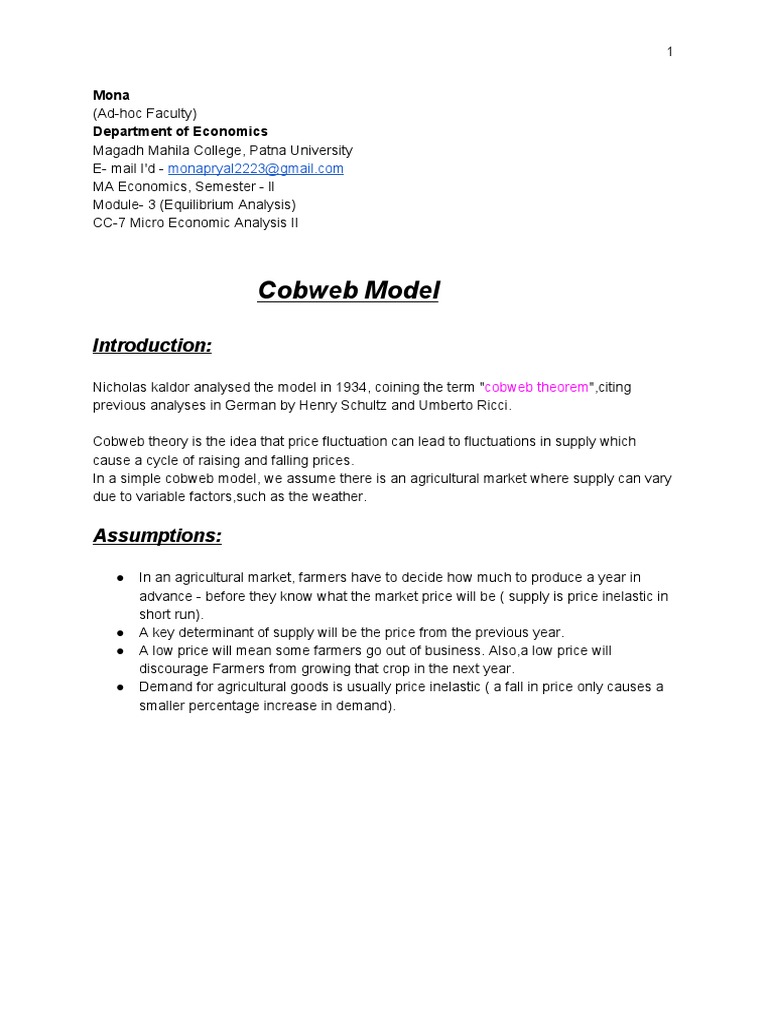Cobweb Model | PDF