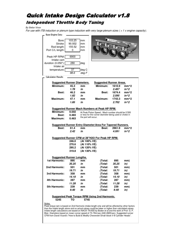 Quick Intake Design Calculator v1.8: Suggestions for Independent ...