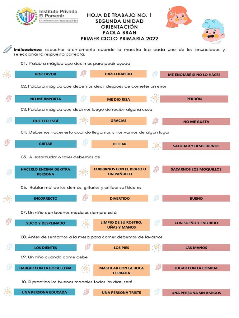 Buenos Modales para Niños | PDF | Salud y bienestar | Estilo de vida