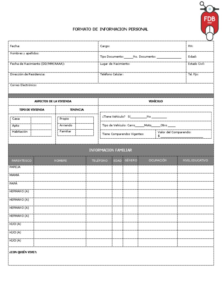 Formato de Información Personal | PDF