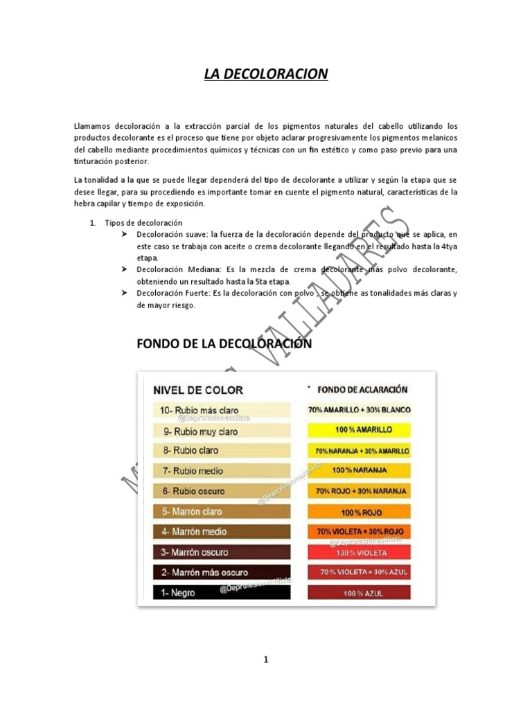 La Decoloracion: Fondo de La Decoloración | PDF | Pelo | Color