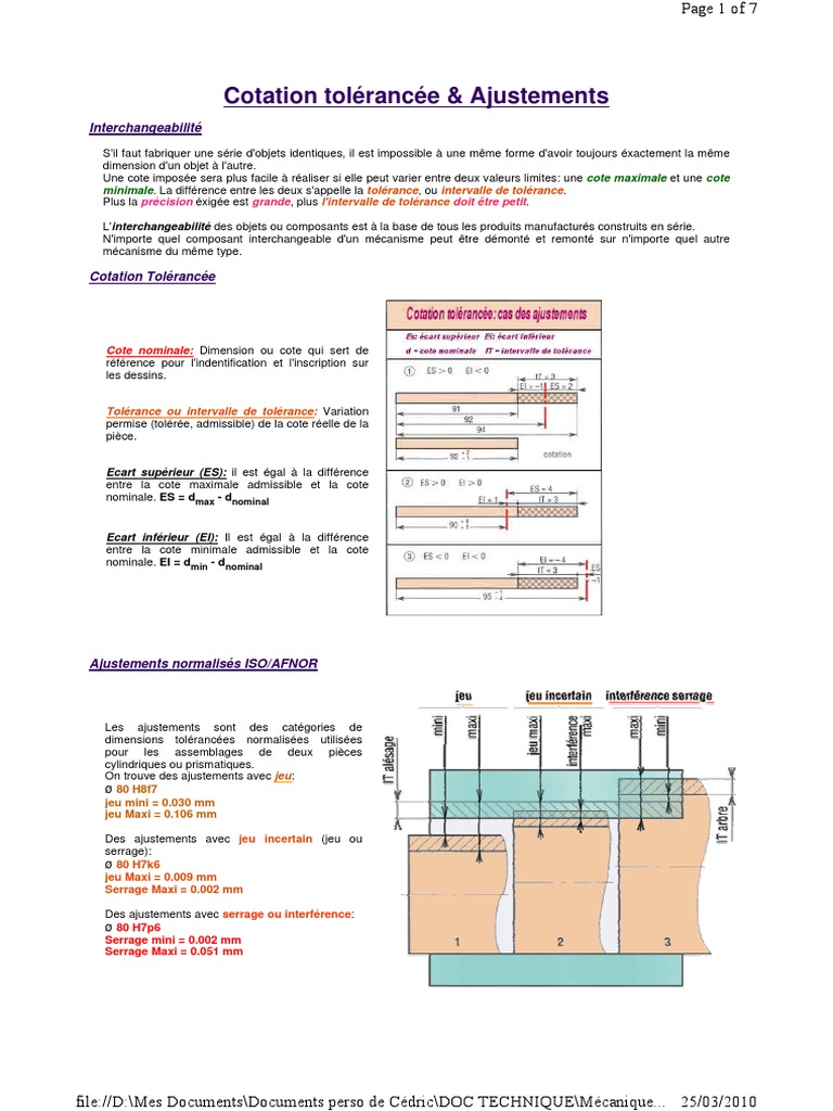 Cotation Tolérancée et Ajustements ISO | PDF | Méthodes et références ...