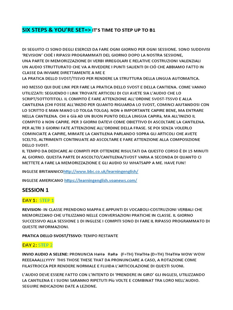 Sessione 1 Step Up | PDF