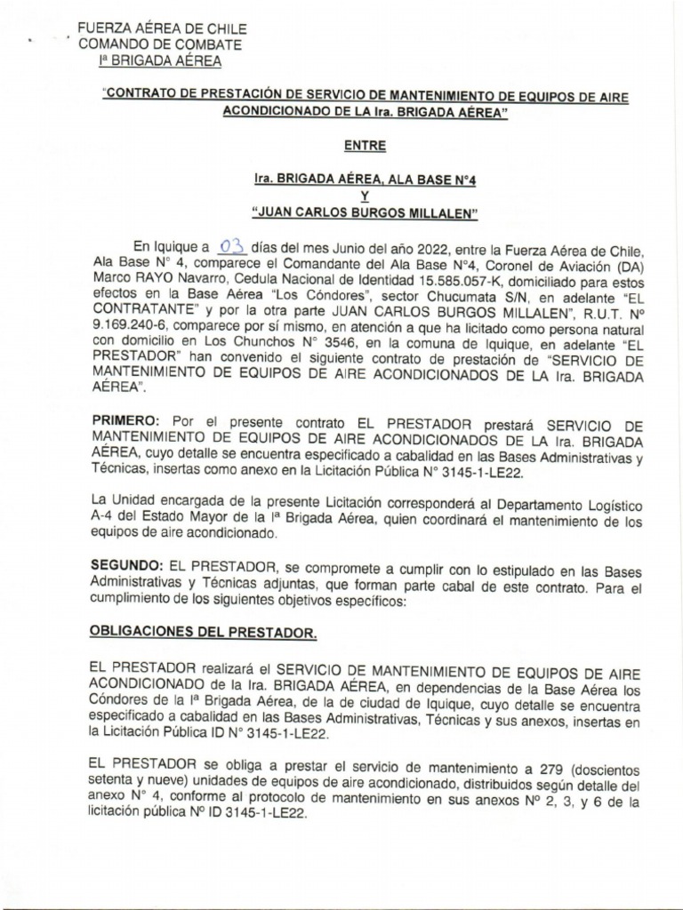 Contrato Servicio de Mantenimiento Aire Acondicionado | PDF Contrato Servicio de Mantenimiento Aire Acondicionado | PDF