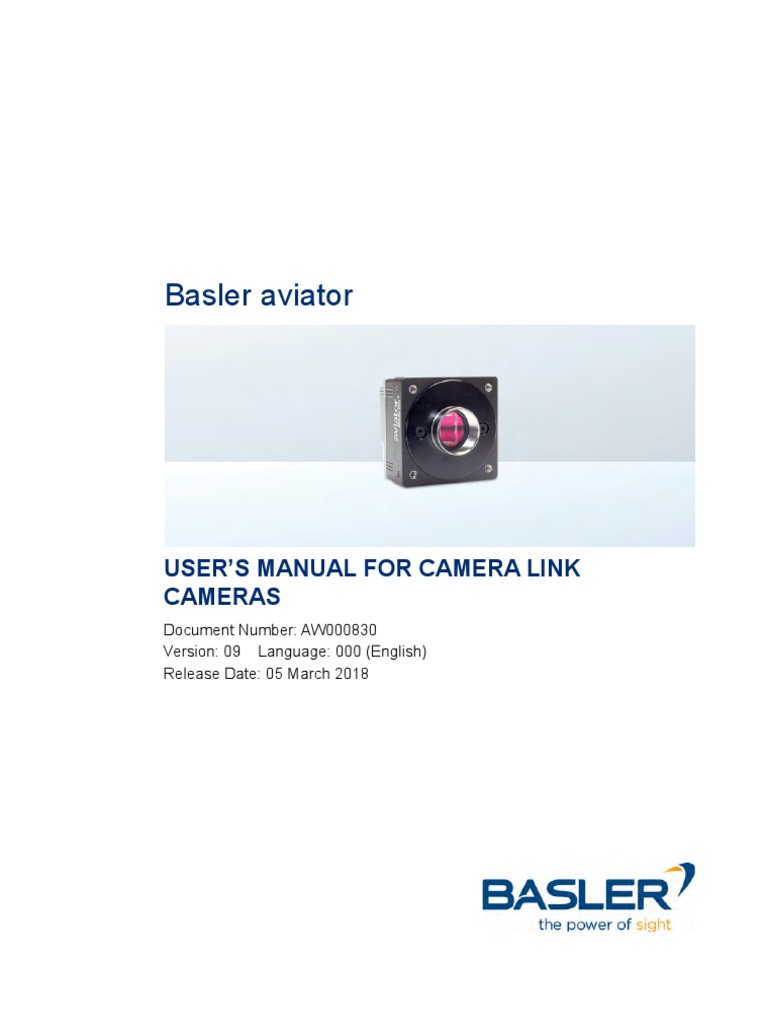 Basler Aviator: User'S Manual For Camera Link Cameras | PDF | Pixel | Camera