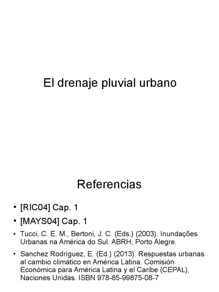 01.el Drenaje Pluvial Urbano | PDF | Inundar | Agua subterránea