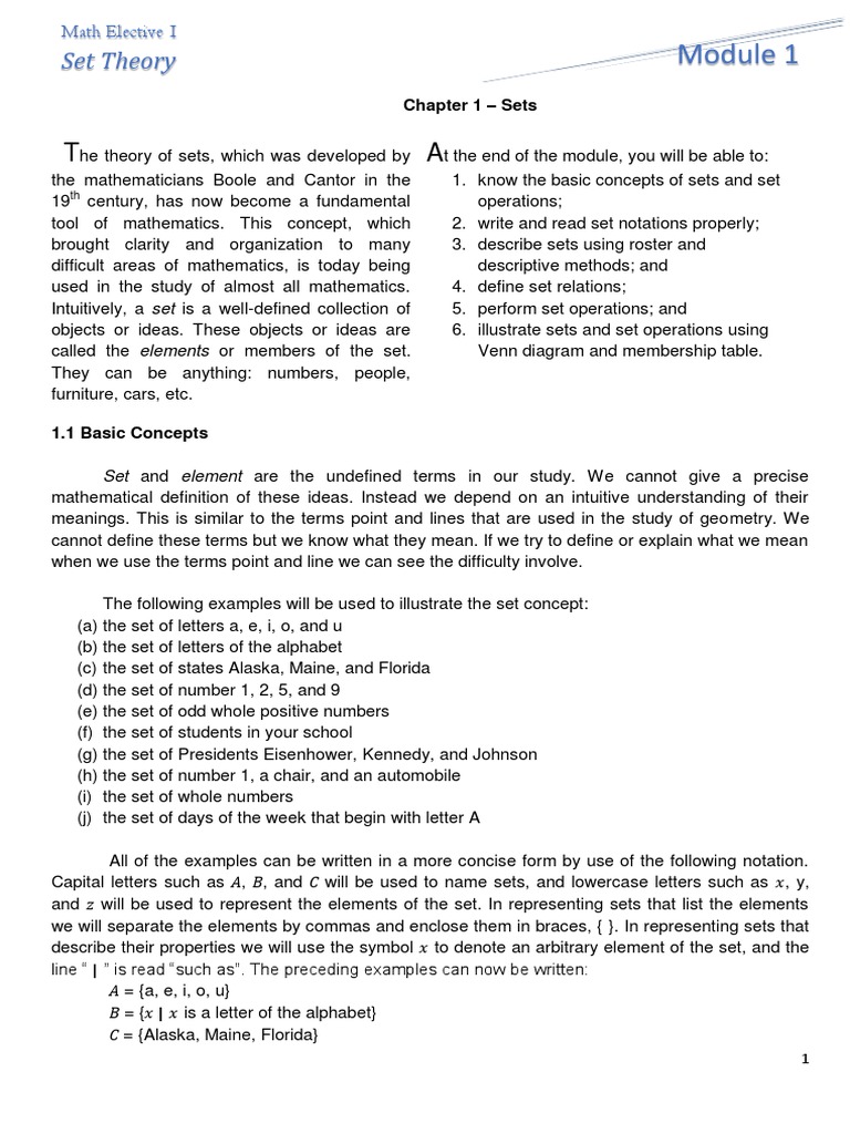 Module 1 (Math Elective 1) | PDF